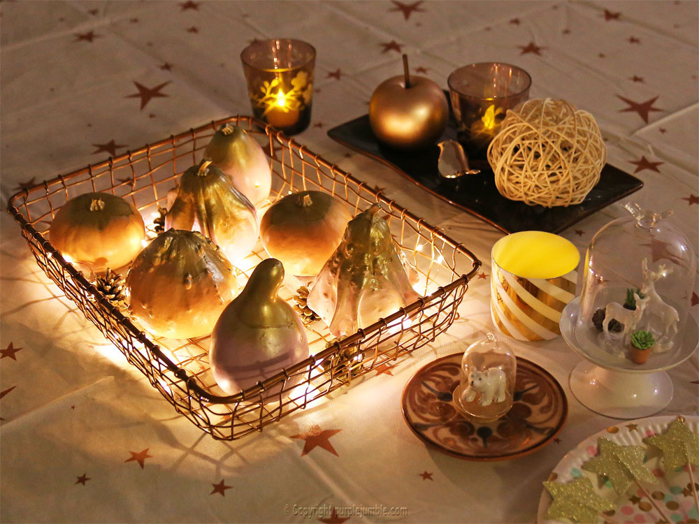 Déco festive avec des coloquintes pastel et doré {DIY} - Purple Jumble
