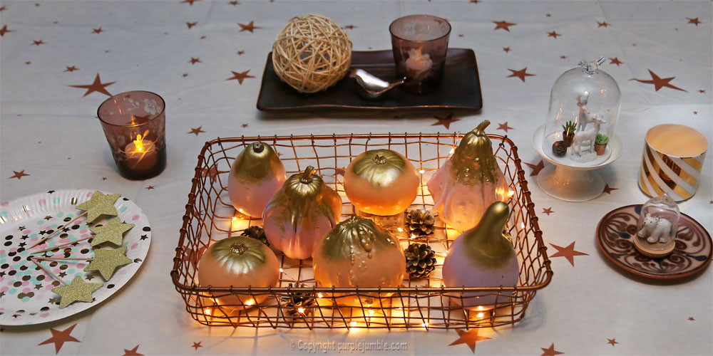 Déco festive avec des coloquintes pastel et doré {DIY} - Purple Jumble