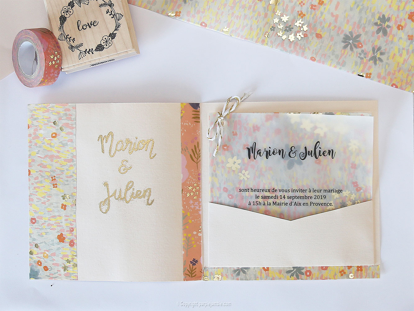 Fabriquer ses faire-parts de mariage fleuris {DIY} - Purple Jumble
